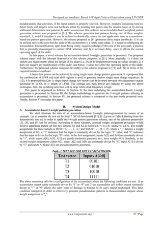 Design of accumulator Based 3-Weight Pattern Generation using LP-LSFR | PDF