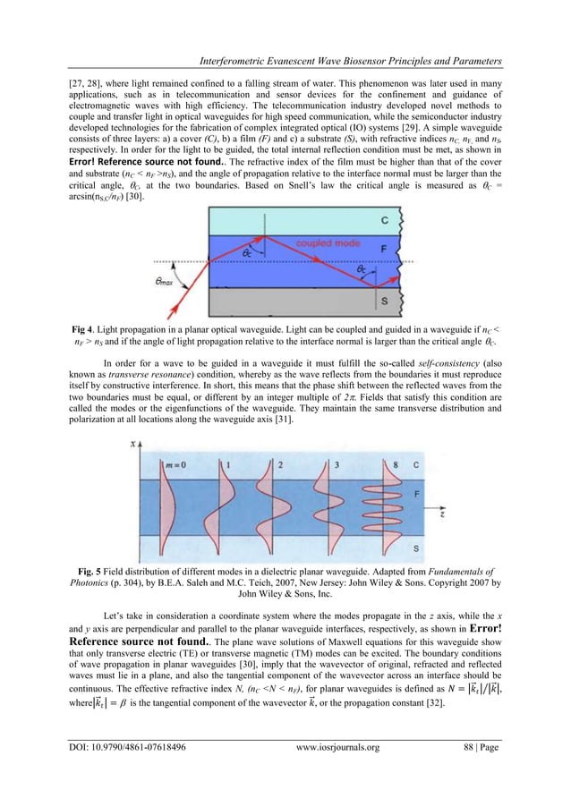 Interferometric Evanescent Wave Biosensor Principles and Parameters | PDF