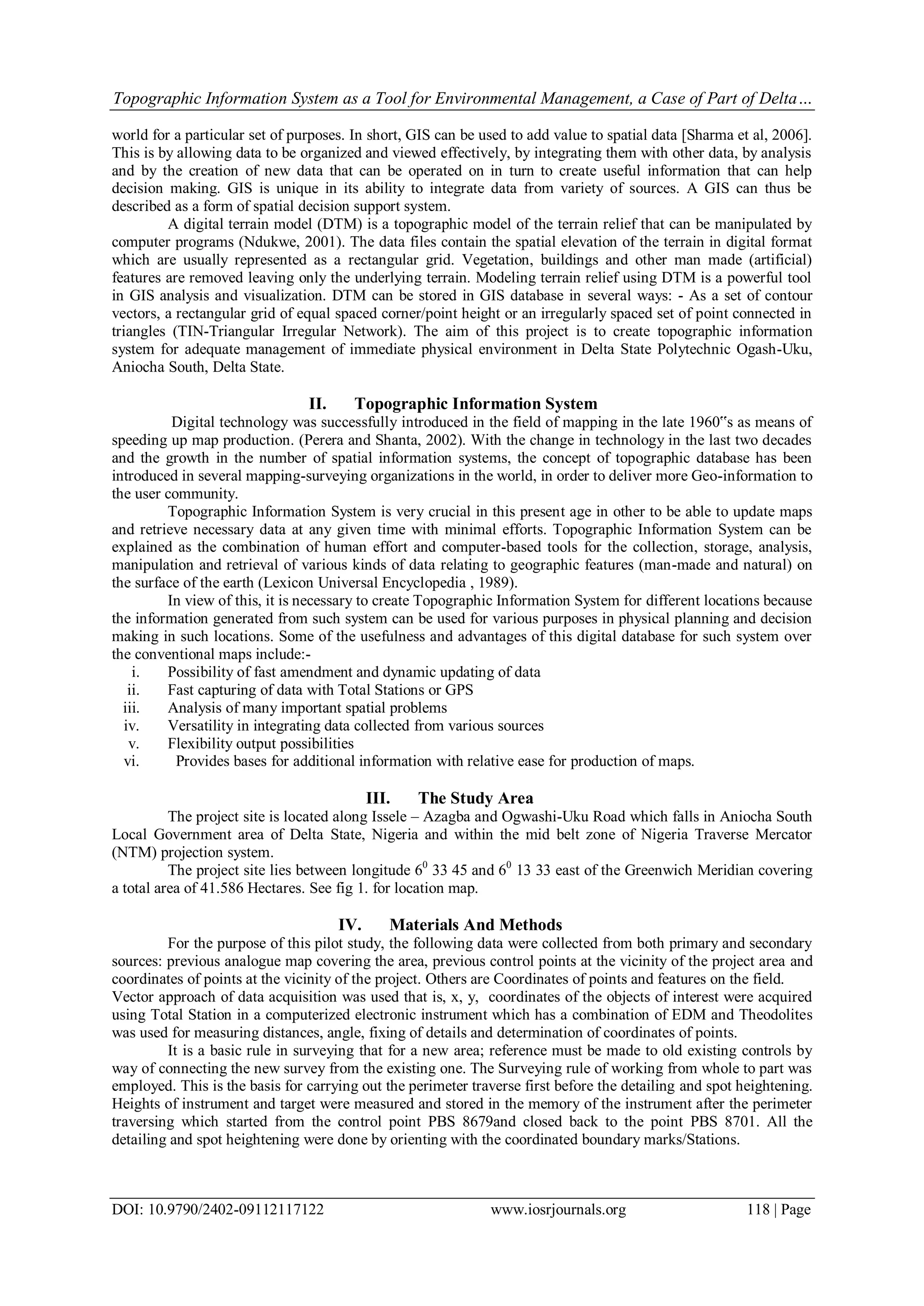 Topographic Information System as a Tool for Environmental Management ...
