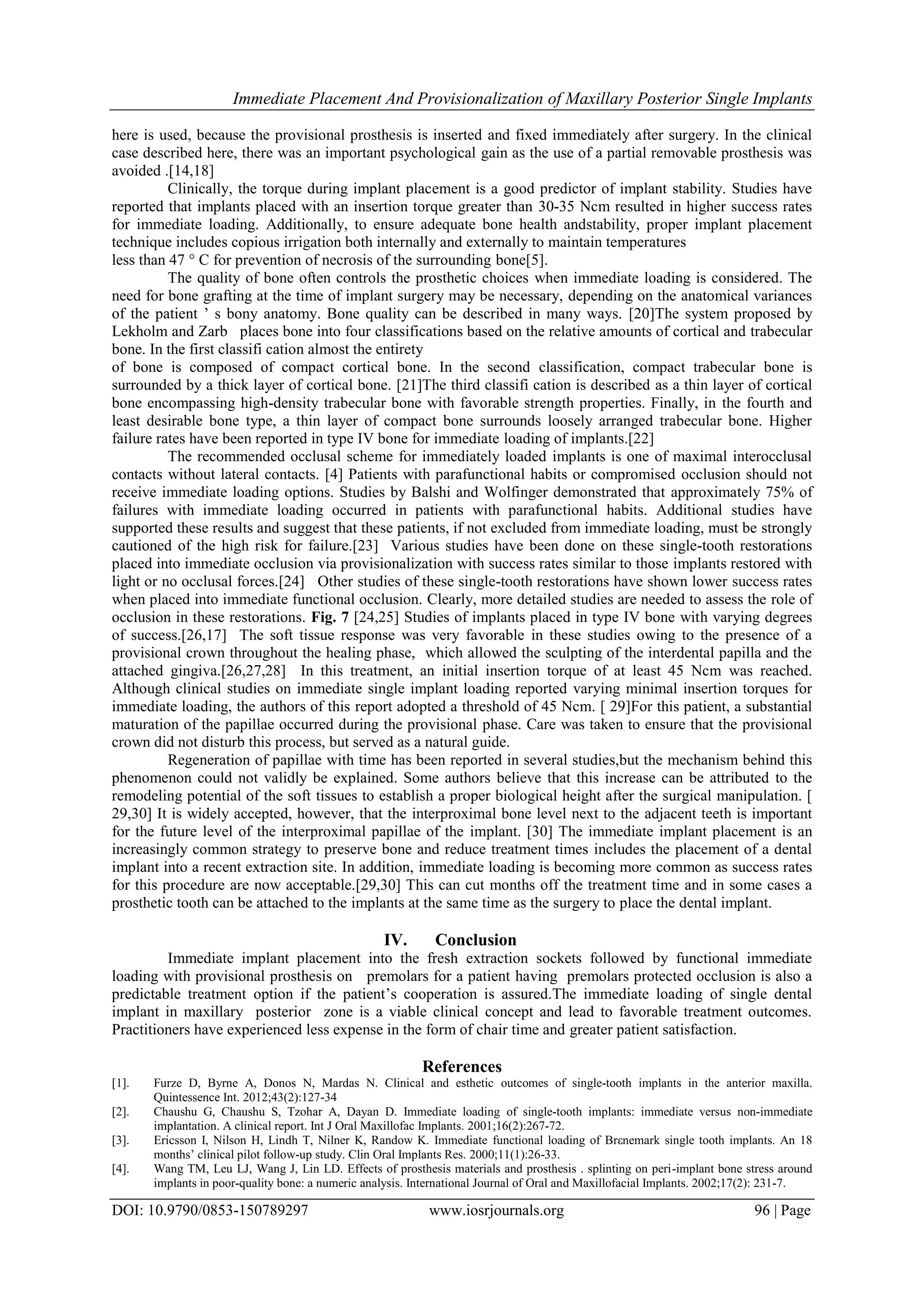 Immediate Placement and Provisionalization of Maxillary Posterior Single Implants | PDF | Dental ...