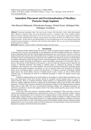 Immediate Placement and Provisionalization of Maxillary Posterior Single Implants | PDF | Dental ...