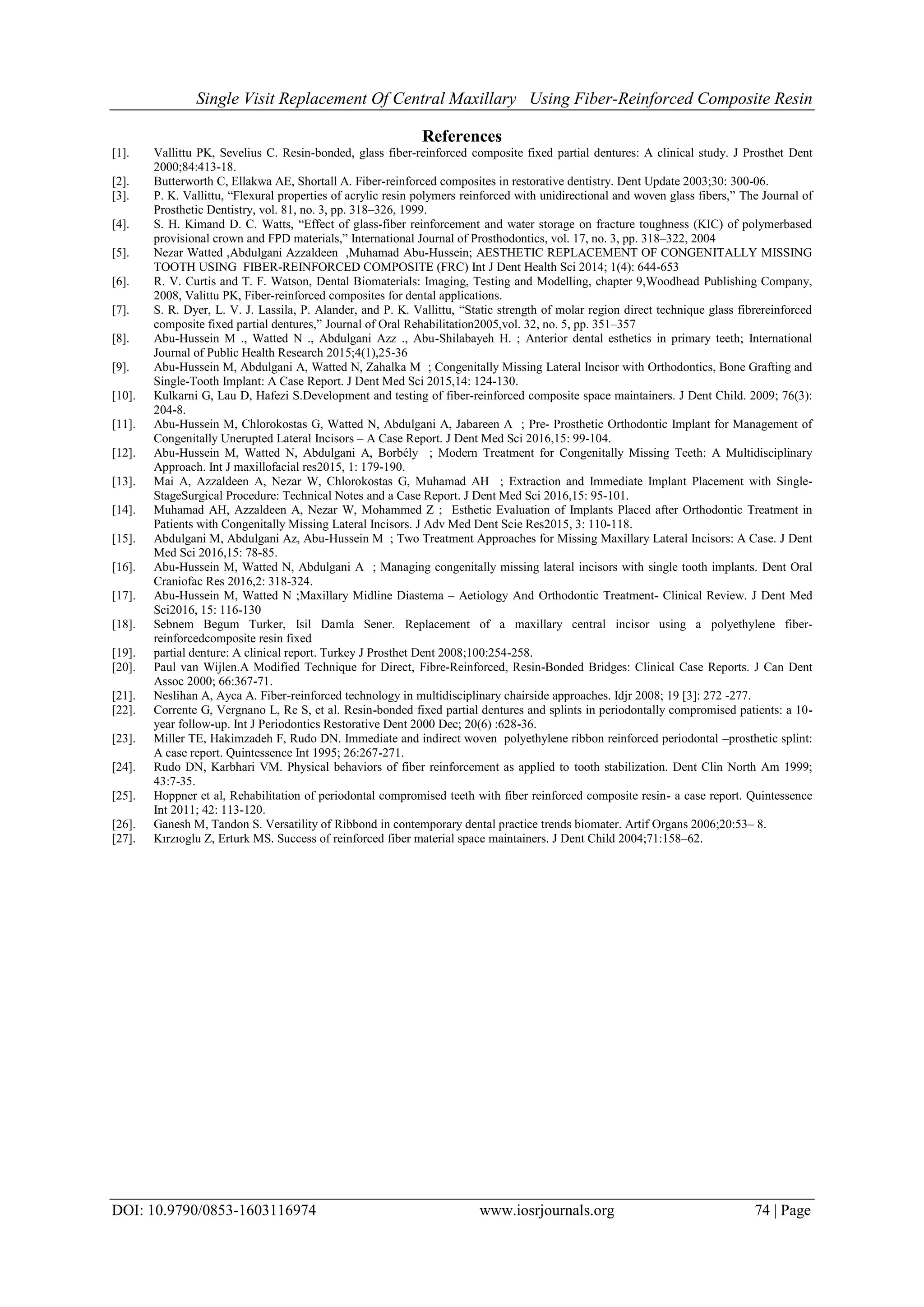 Single Visit Replacement of Central Maxillary Using Fiber-Reinforced ...