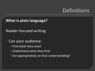 Plain Language: The Clear and Simple Content Strategy | PPT