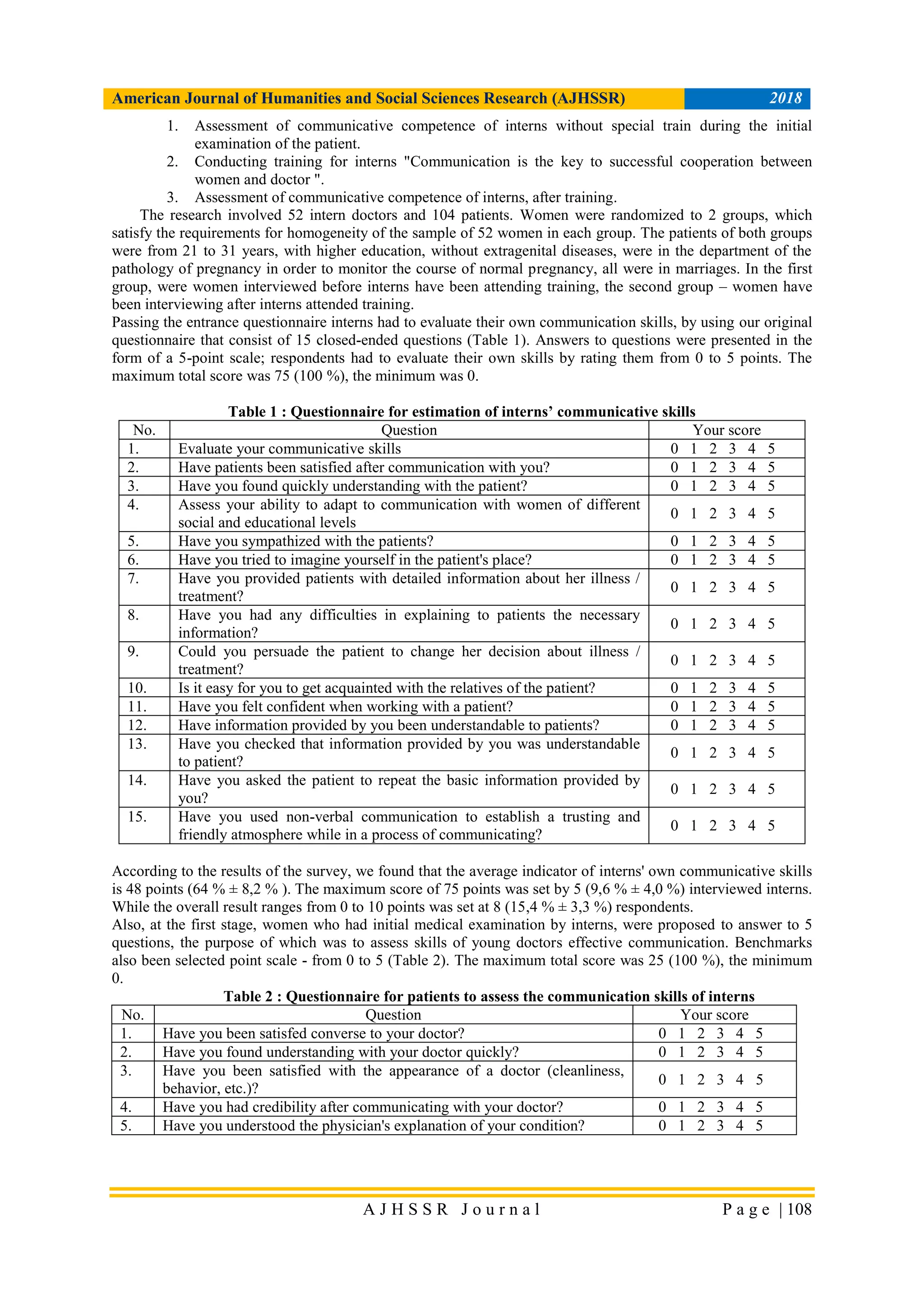 Communicative Skills Formation for Obstetrics and Gynecology Interns | PDF