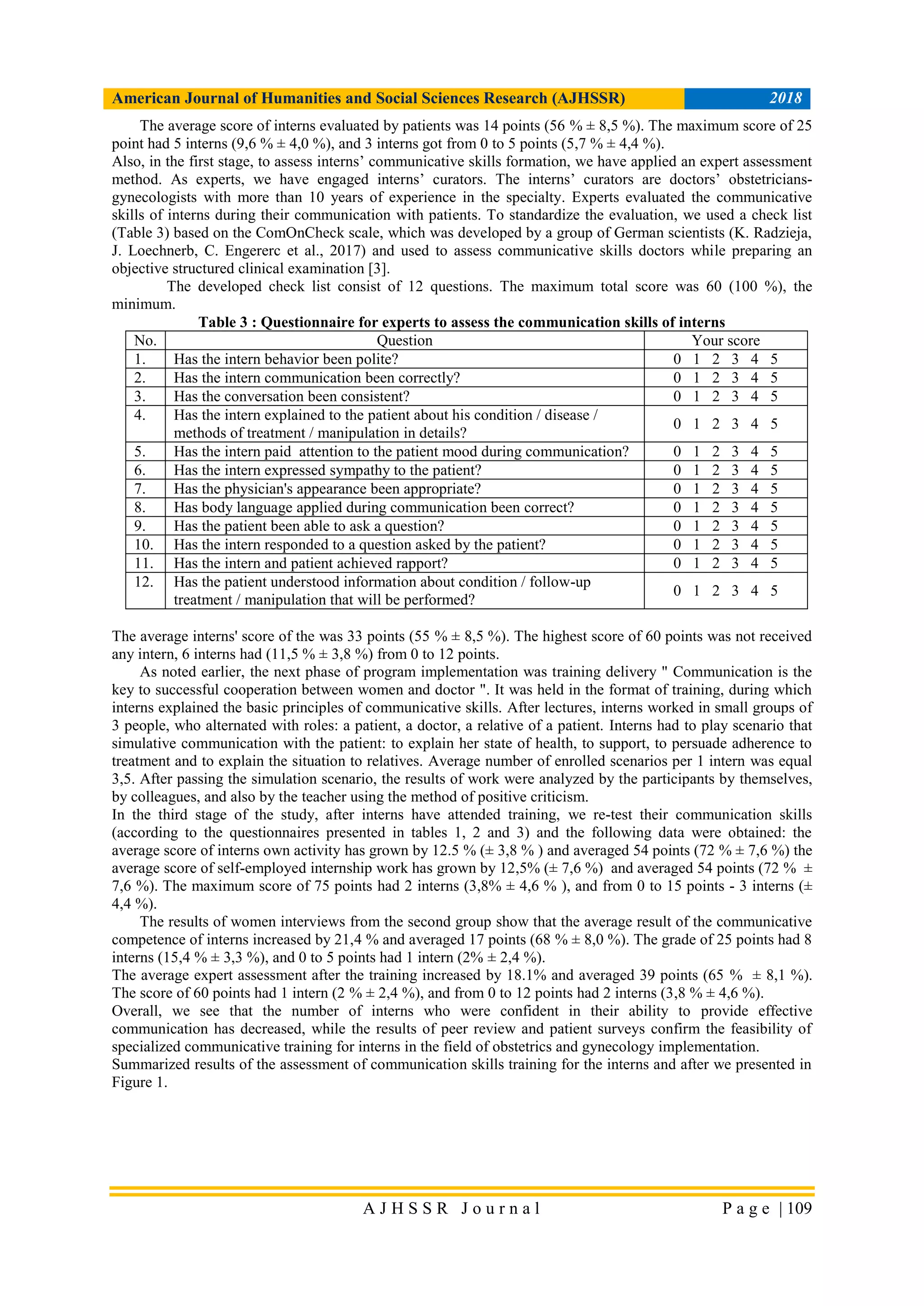 Communicative Skills Formation for Obstetrics and Gynecology Interns | PDF