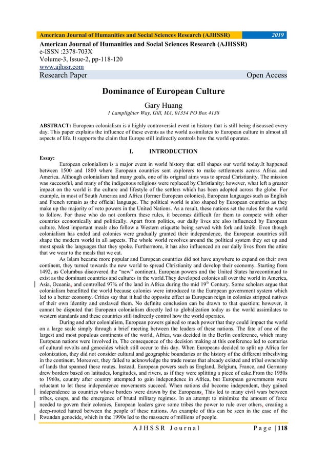 Dominance of European Culture | PDF