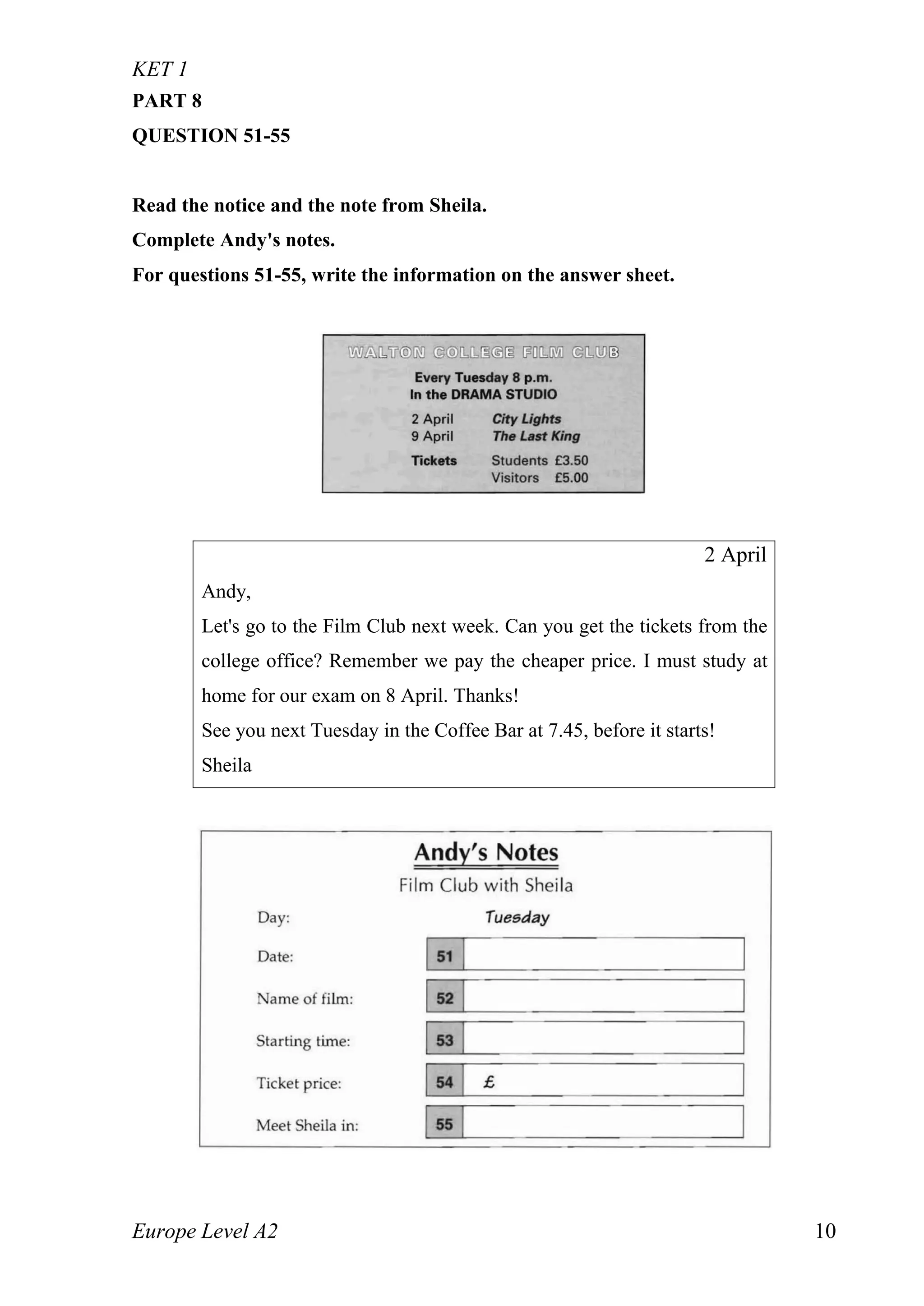 Cambridge KET 1 with answers | PDF