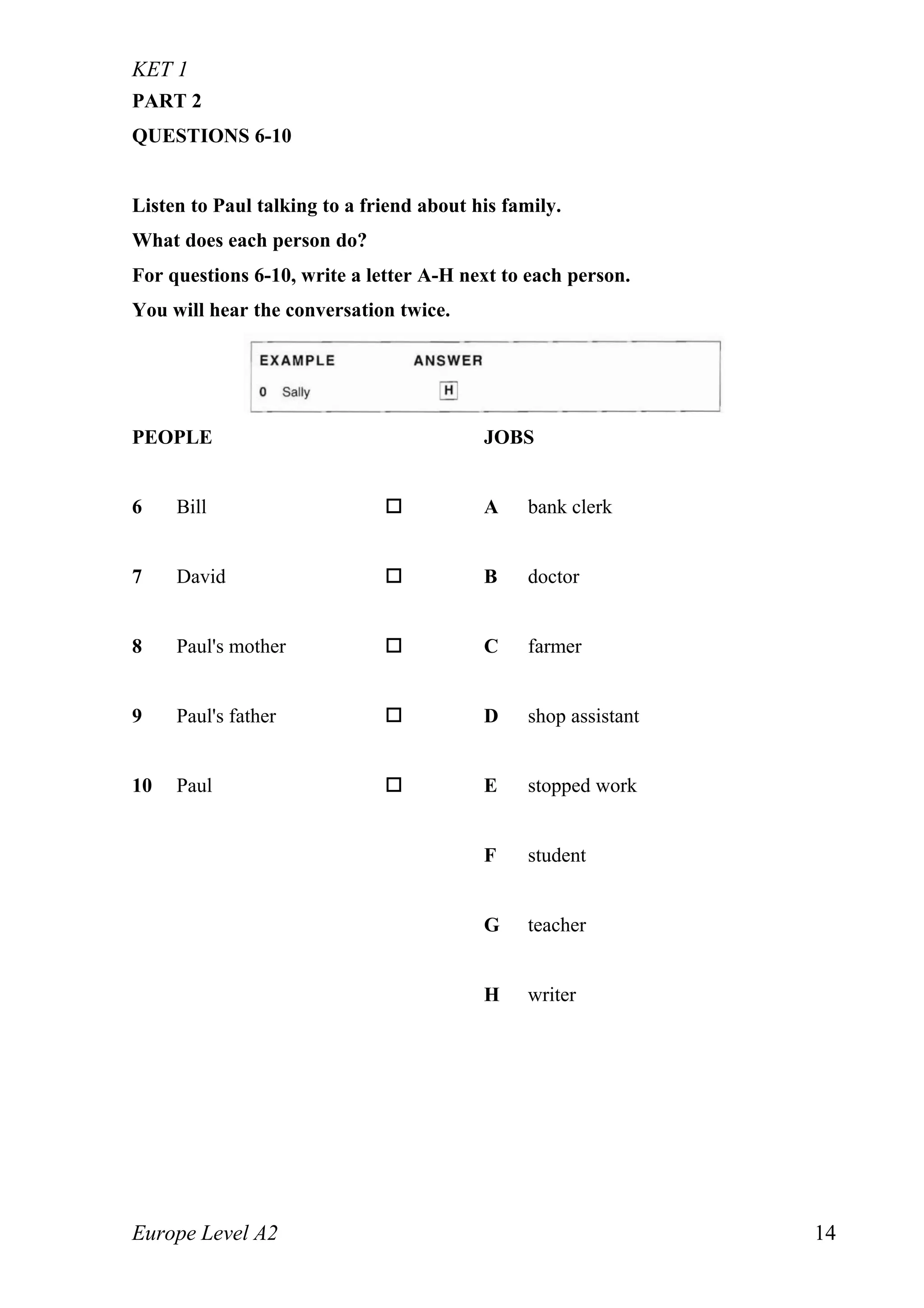 Cambridge KET 1 with answers | PDF