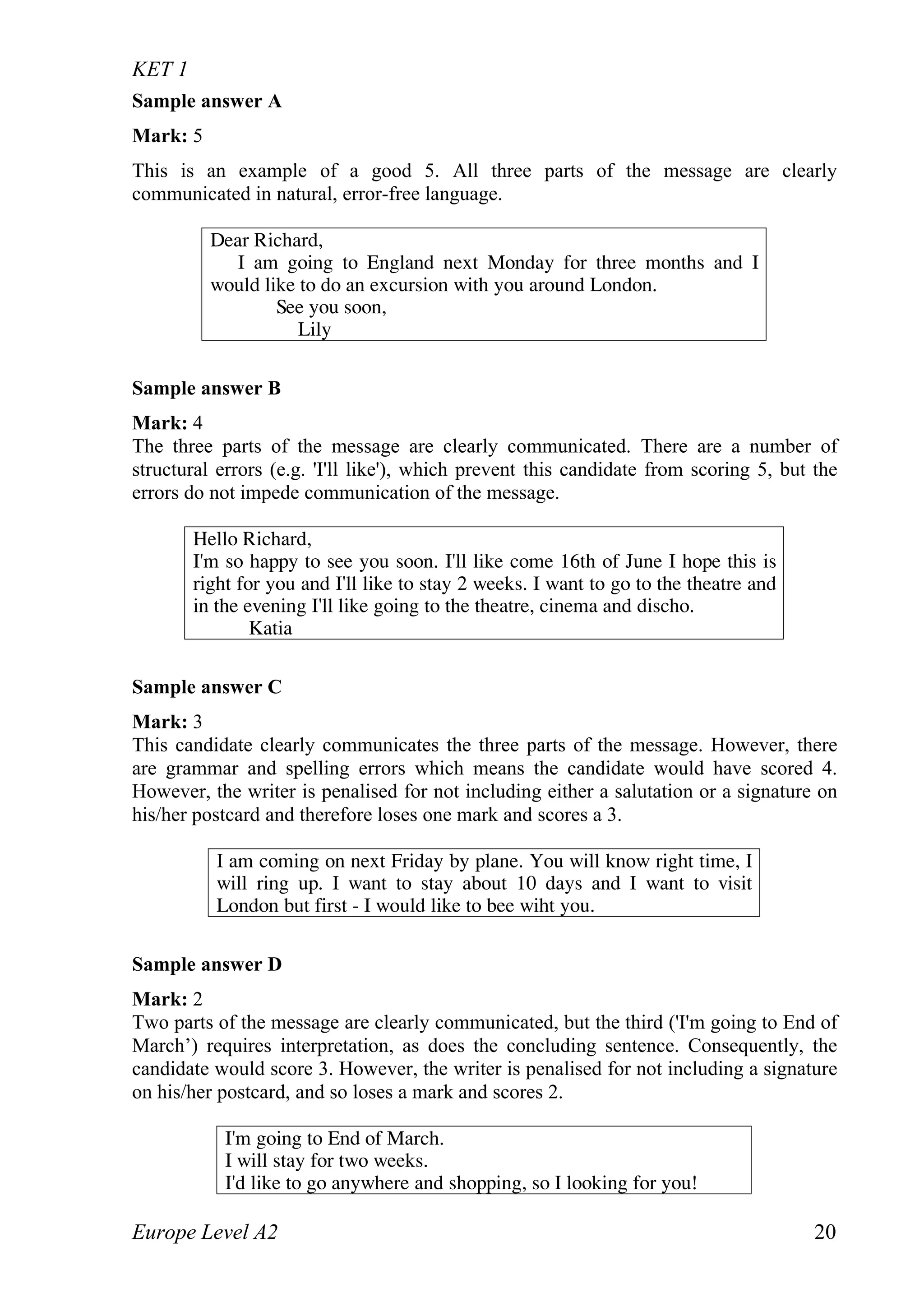 Cambridge KET 1 with answers | PDF