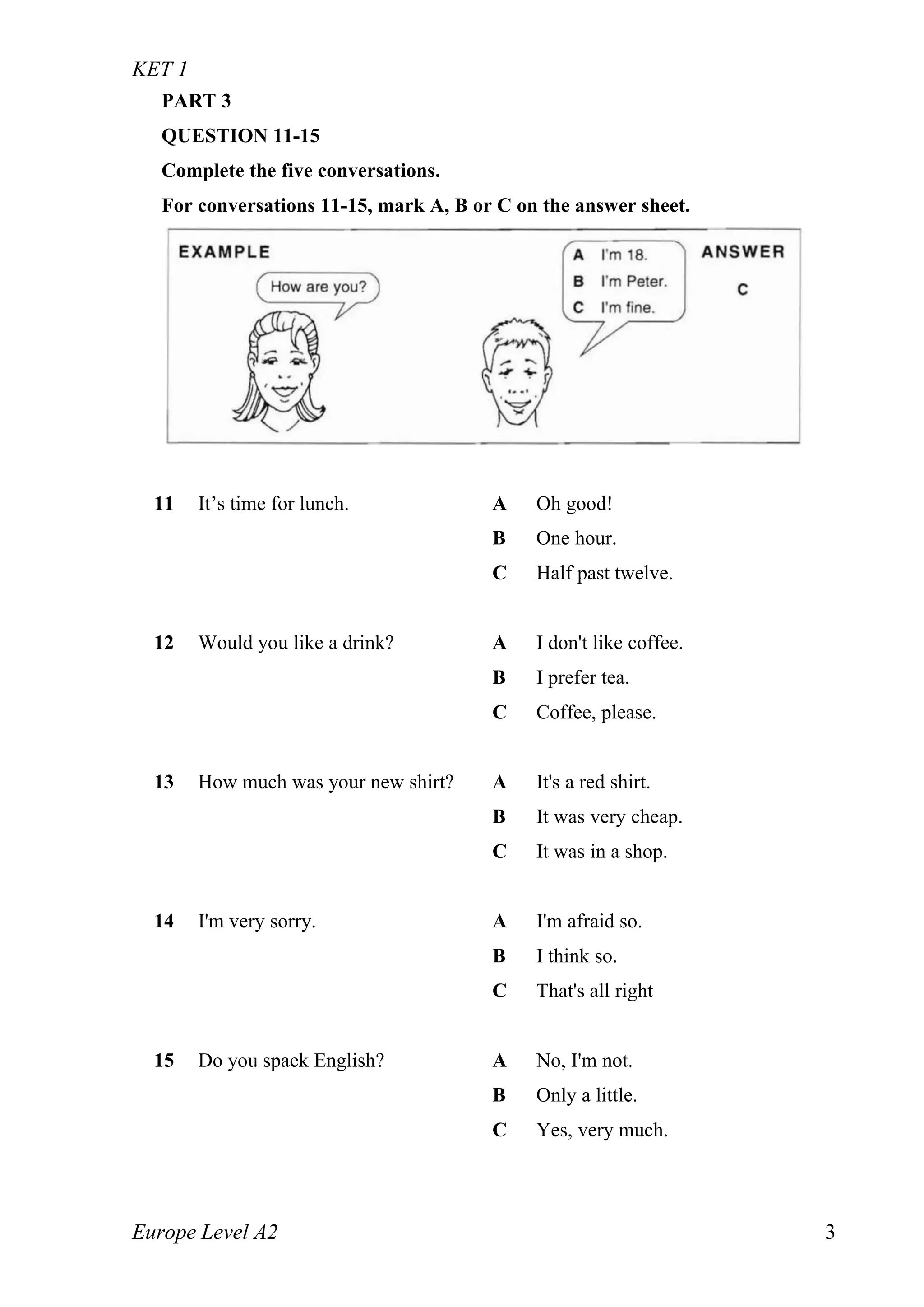 Cambridge KET 1 with answers | PDF