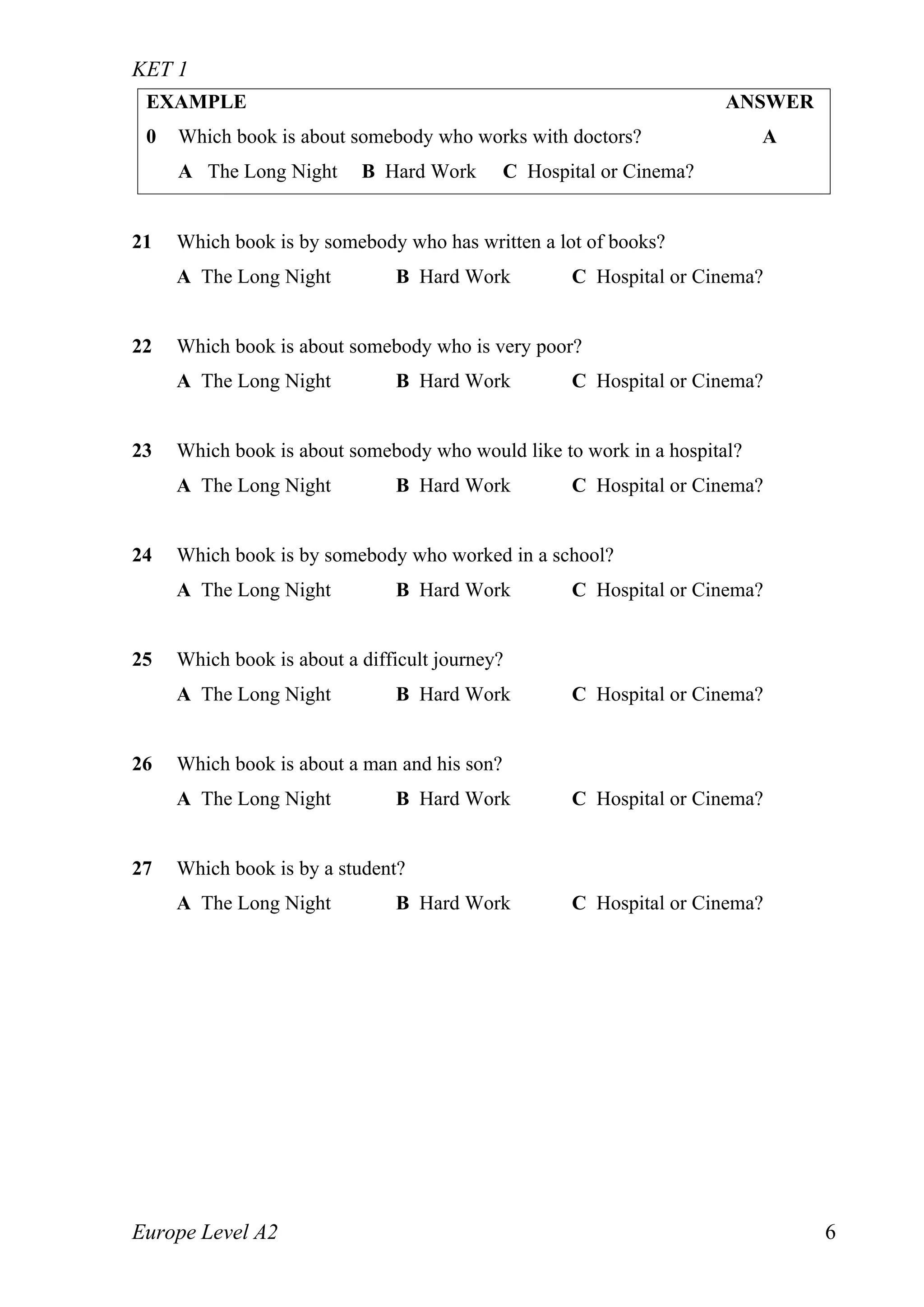 Cambridge KET 1 with answers | PDF