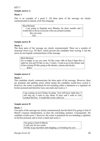 Cambridge KET 1 with answers | PDF