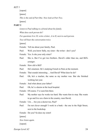 Cambridge KET 1 with answers | PDF