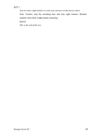 Cambridge KET 1 with answers | PDF