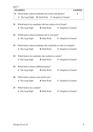 Cambridge KET 1 with answers | PDF