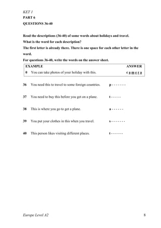 Cambridge KET 1 with answers | PDF