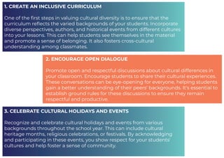 WAYS TO VALUE CULTURAL DIVERSITY IN THE CLASSROOM | PDF