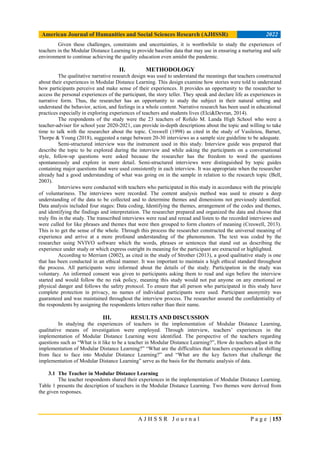 Teachers’ Experiences in the Implementation of Modular Distance ...