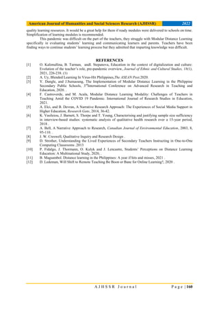 Teachers’ Experiences in the Implementation of Modular Distance ...