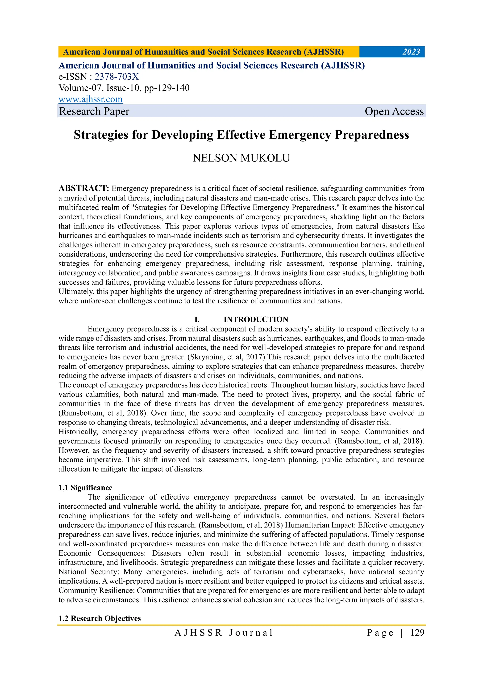 Strategies for Developing Effective Emergency Preparedness | PDF