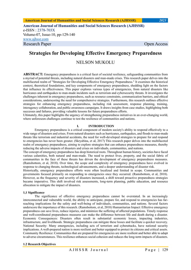Strategies for Developing Effective Emergency Preparedness | PDF