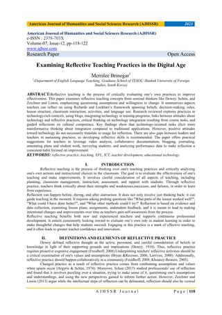 Examining Reflective Teaching Practices in the Digital Age | PDF ...