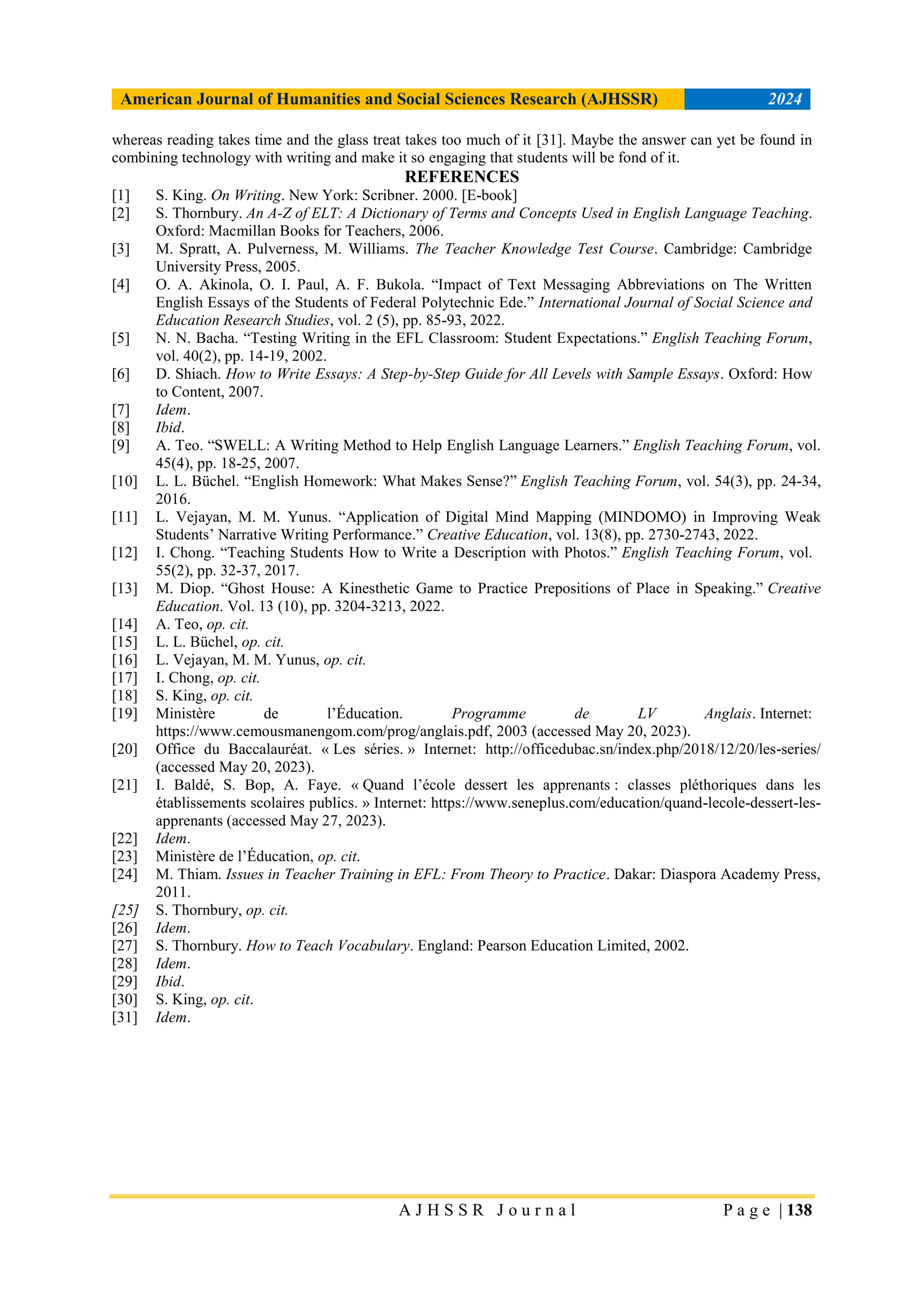 Creative Activities to Teach Writing Efficiently in Senegalese EFL ...