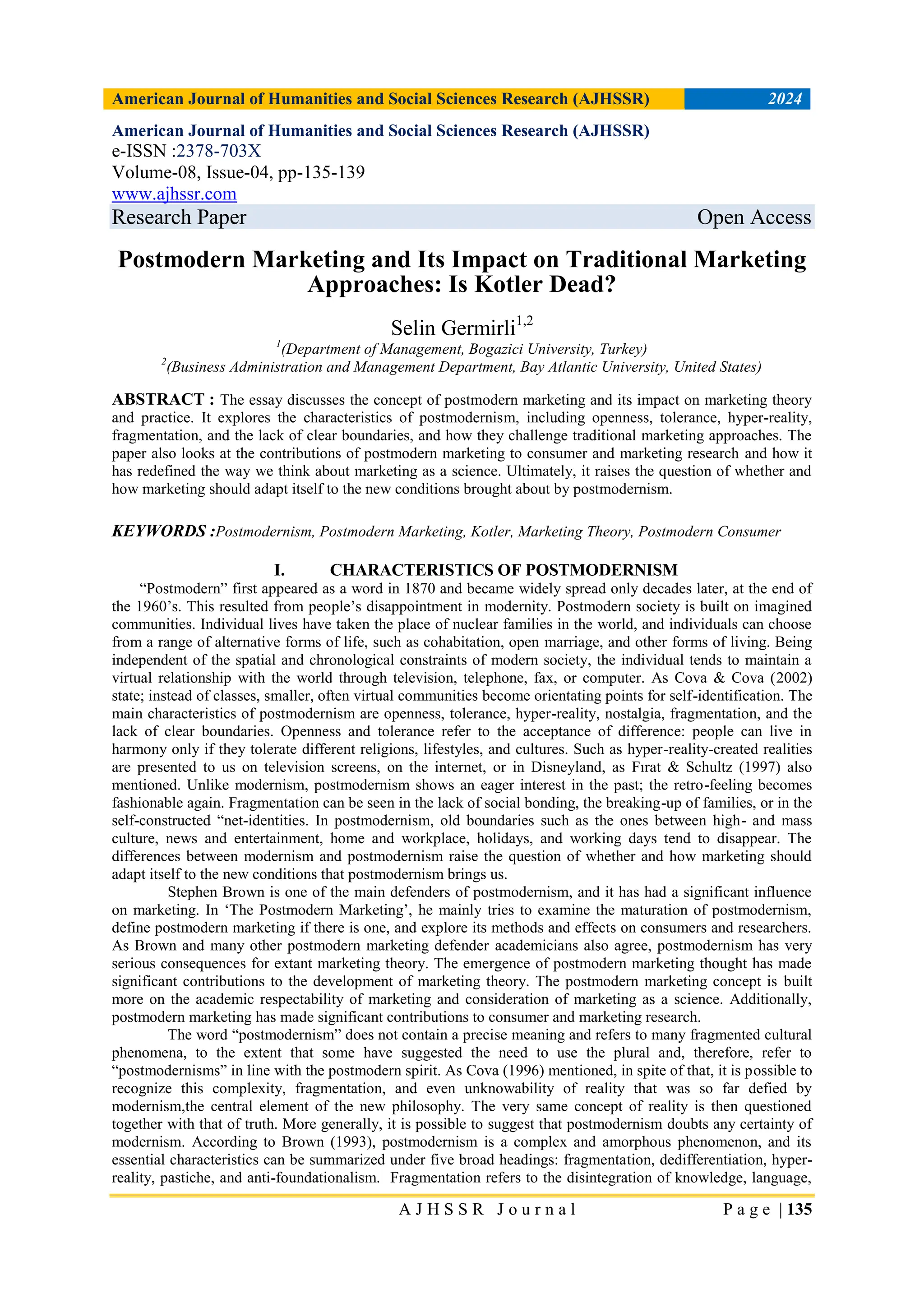Postmodern Marketing and Its Impact on Traditional Marketing Approaches ...