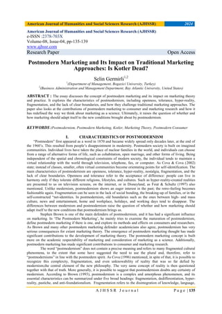 Postmodern Marketing and Its Impact on Traditional Marketing Approaches ...