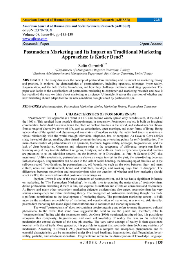 Postmodern Marketing and Its Impact on Traditional Marketing Approaches ...