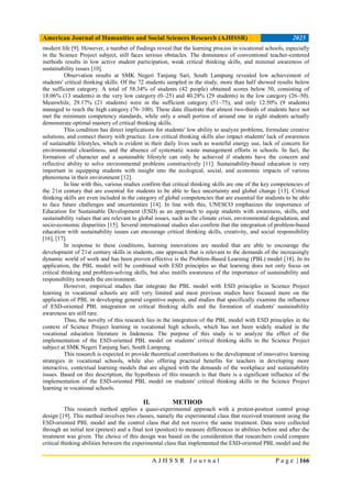 ESD-Oriented PBL to Enhance Vocational Students’ Critical Thinking ...