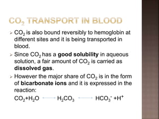 O2 and CO2 transport in blood and tissues | PPT