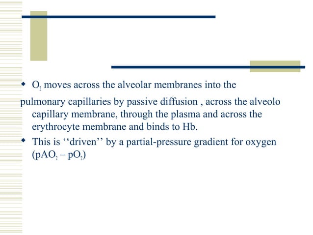 Physiology Of O2 Transport And O2 Dissociation Curve Ppt Lung And