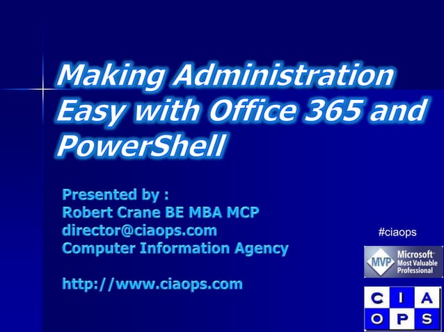 Getting Started with PowerShell for Office 365 | PPT