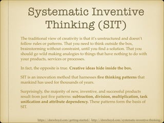 An Introduction to the Systematic Inventive Thinking (SIT) Method | PDF ...