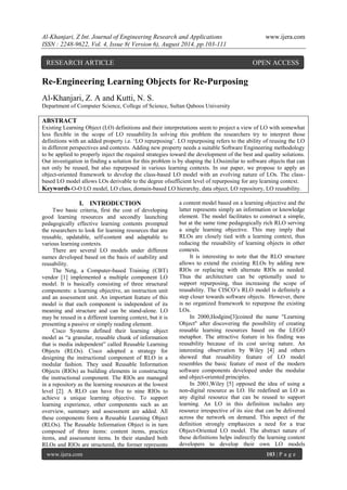 Re-Engineering Learning Objects for Re-Purposing | PDF