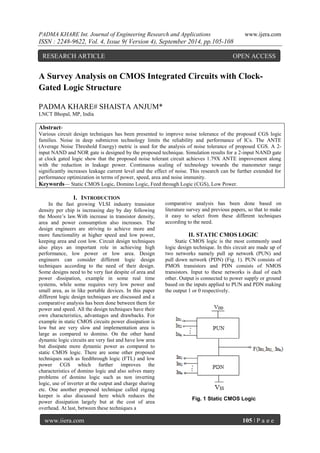 A Survey Analysis on CMOS Integrated Circuits with Clock-Gated Logic Structure | PDF