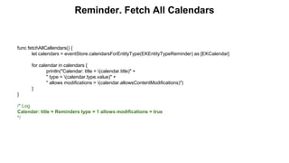 iOS. EventKit Framework. Work with calendars and reminders | PPT