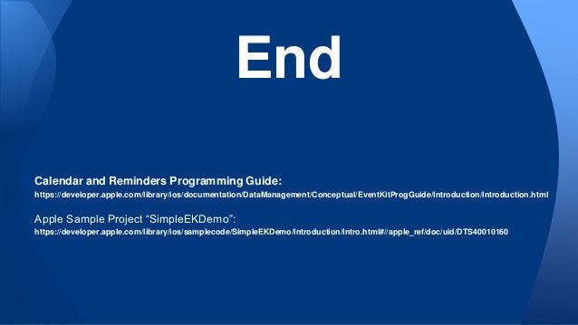 iOS. EventKit Framework. Work with calendars and reminders | PPT