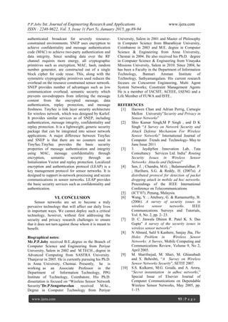 A Survey on Threats and Security schemes in Wireless Sensor Networks | PDF