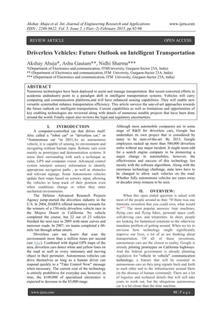 Driverless Vehicles: Future Outlook on Intelligent Transportation | PDF ...