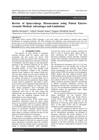 Review of Space-charge Measurement using Pulsed Electro- Acoustic Method: Advantages and ...