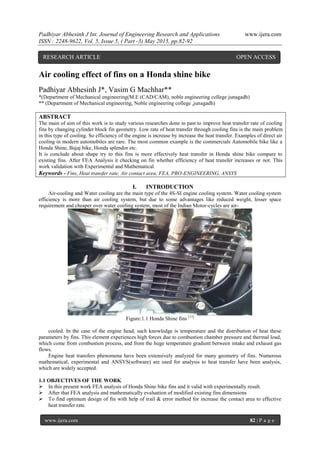 Air cooling effect of fins on a Honda shine bike | PDF