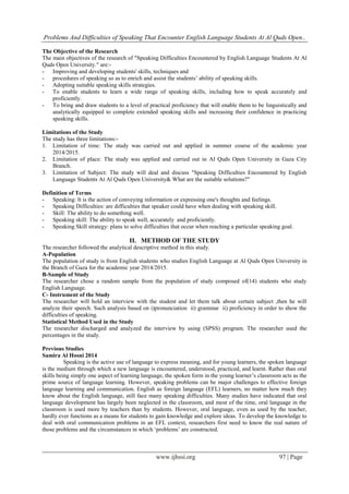 Problems and Difficulties of Speaking That Encounter English Language ...