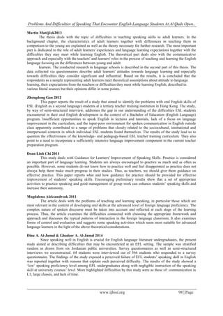 Problems and Difficulties of Speaking That Encounter English Language ...