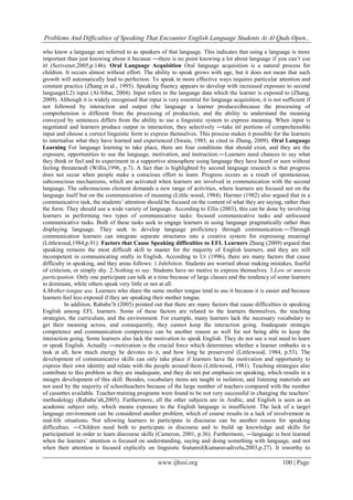 Problems and Difficulties of Speaking That Encounter English Language ...