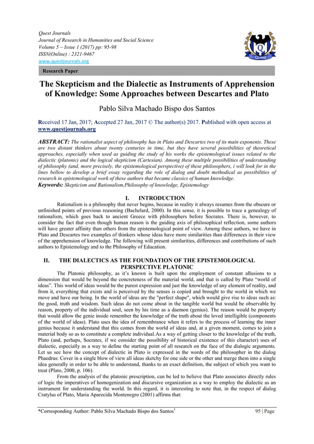 The Skepticism and the Dialectic as Instruments of Apprehension of Knowledge: Some Approaches ...