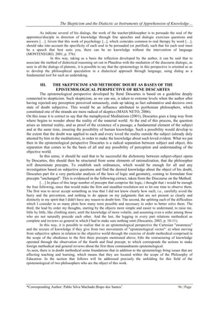 The Skepticism and the Dialectic as Instruments of Apprehension of Knowledge: Some Approaches ...