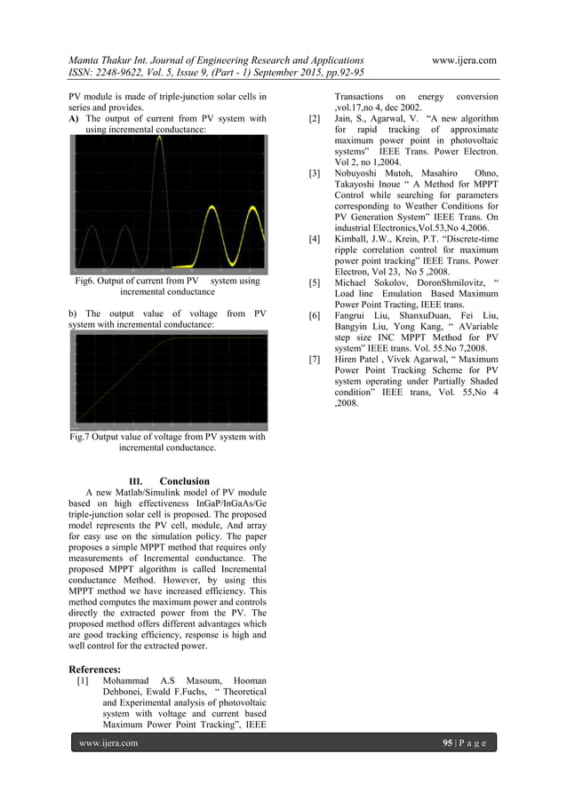 A MATLAB /Simulink Modal of Triple-Junction Solar Cell and MPPT Based on Incremental Conductance ...