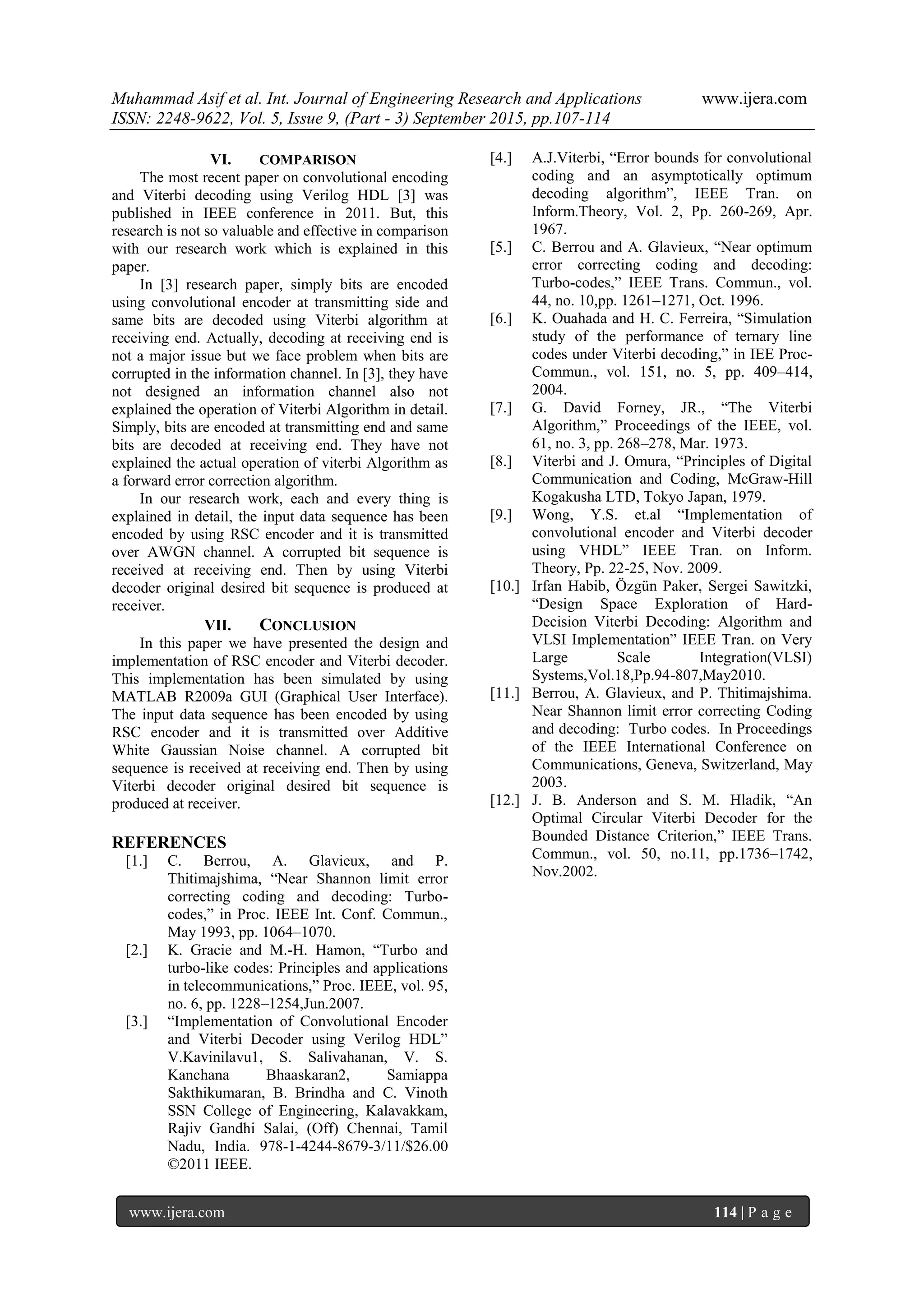 Analysis and Implementation of Hard-Decision Viterbi Decoding In Wireless Communication over ...